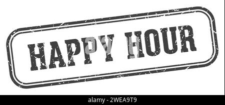 happy hour stamp. happy hour rectangular stamp isolated on white ...