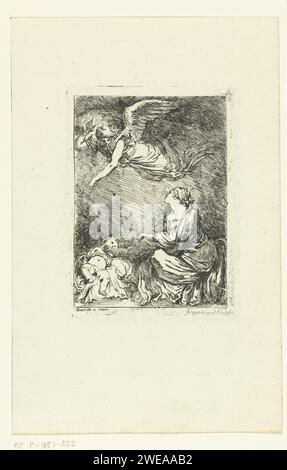 De Engel points Hagar a source in the desert, Crispijn van de Passe (I), 1700 - 1750 print ...