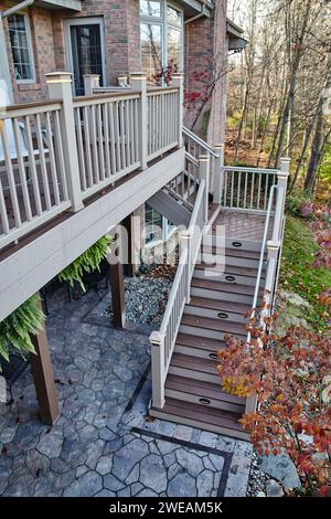 Wooden Stairs with Built-in Lighting in Home Interior Stock Photo - Alamy