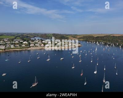 Percuil River Moorings St Mawes Cornwall UK drone,aerial Stock Photo ...