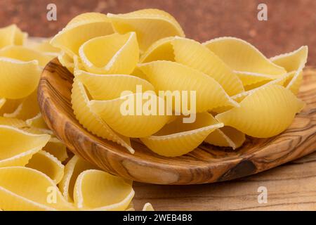 raw "shellfish" pasta, close-up, on a table Stock Photo - Alamy