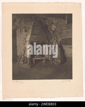 Farmers' Woman standing by a fireplace, Emanuel Samson van Beever, 1886 ...