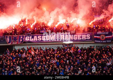 Rangers fans in the stands ahead of the William Hill Premiership match ...
