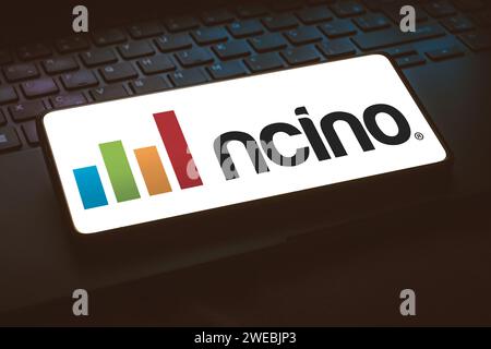 In this photo illustration, the nCino Inc. logo is seen displayed on a ...