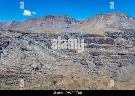 An angular unconformity between Mesozoic volcanic rocks. Valle Nevado ...