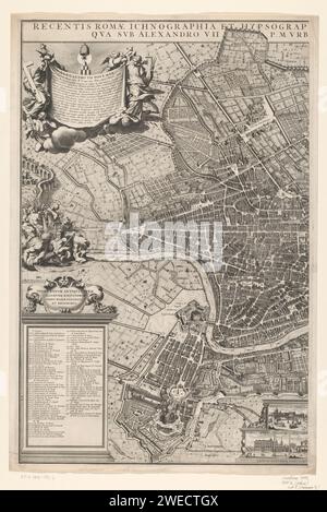 Map of Rome, Anonymous, 1721 - 1774 print Map of Rome, consisting of two parts. Under a bet with ...