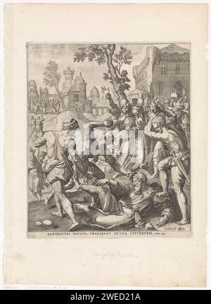 Stoning of the Apostle Paulus, Johann Sadeler (I), After Maerten de Vos ...