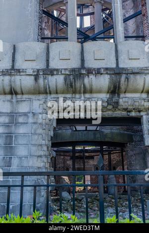 Closeup of side of A-bomb dome, remains of building from world war 2 in ...