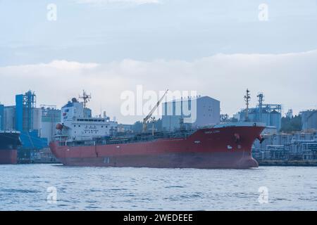Industrial port of Ulsan, South Korea, dominated by Hyundai Heavy ...