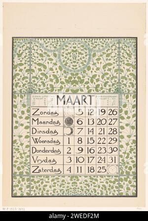 Calendar magazine for March 1898, Theo Nieuwenhuis, 1897 print A ...