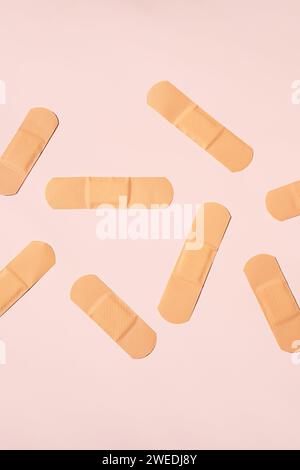 Adhesive bandage for firs aid. Band aids layout Stock Photo - Alamy