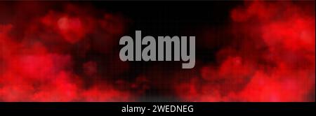 Red glowing smoke cloud with overlay effect on dark transparent ...