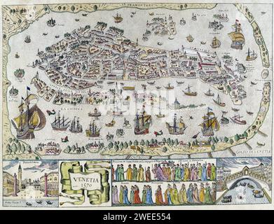 16th century Map of Venice, Italy and Doge's Procession Stock Photo - Alamy