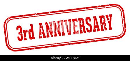 3rd anniversary stamp. 3rd anniversary rectangular stamp isolated on ...
