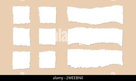 Set jagged rectangle torn paper border, frame sharp silhouette isolated ...