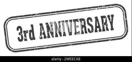 3rd anniversary stamp. 3rd anniversary rectangular stamp isolated on ...