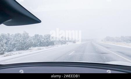Braving a Winter Storm Driving Through Western Colorado Stock Photo - Alamy