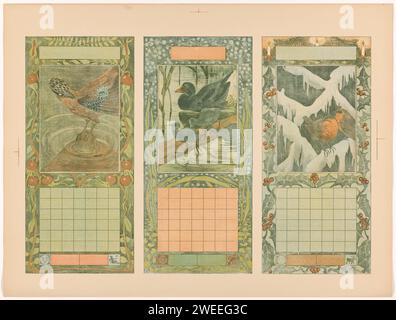 Calendars for August, June and December 1904, Theo van Hoytema, 1904 ...