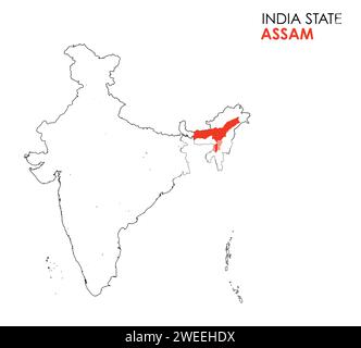 map of Assam state of India and location on Indian map Stock Vector ...