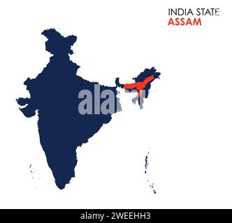 map of Assam state of India and location on Indian map Stock Vector ...