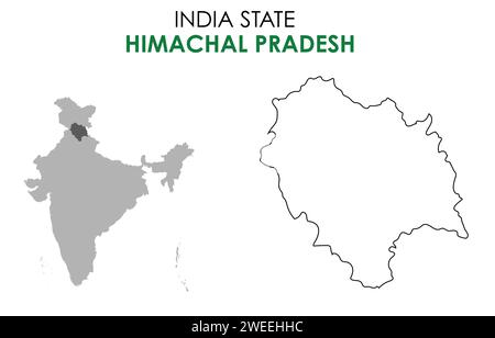 Himachal Pradesh map of Indian state. Himachal Pradesh map vector ...