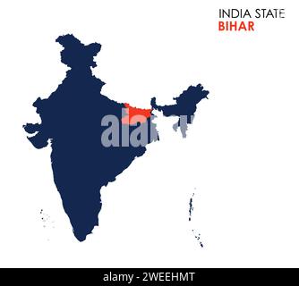 Bihar map of Indian state. Bihar map vector illustration. Bihar vector ...