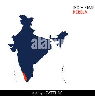 Kerala map of Indian state. Kerala map vector illustration. Kerala ...