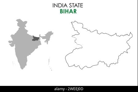 map of Bihar state of India and location on Indian map Stock Vector ...