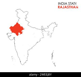 Location map of Rajasthan is a state of India with neighbour state and ...