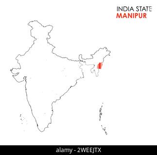 map of Manipur state of India and location on Indian map Stock Vector ...