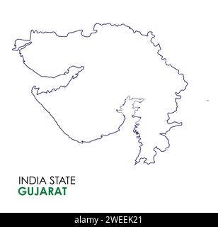 Gujarat map of Indian state. Gujarat map vector illustration. Gujarat ...