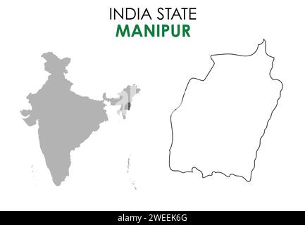 map of Manipur state of India and location on Indian map Stock Vector ...
