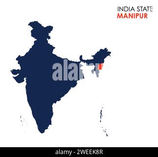 map of Manipur state of India and location on Indian map Stock Vector ...