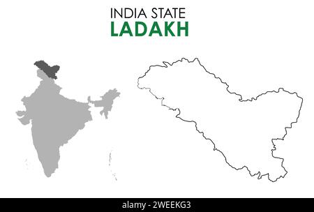 Location map of Ladakh is a state of India with neighbour state and ...