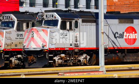 San Francisco, California: Caltrain trains at the San Francisco ...