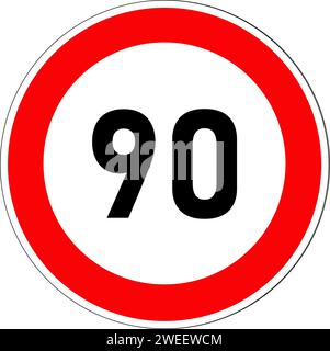 French road sign, speed limit Stock Photo - Alamy