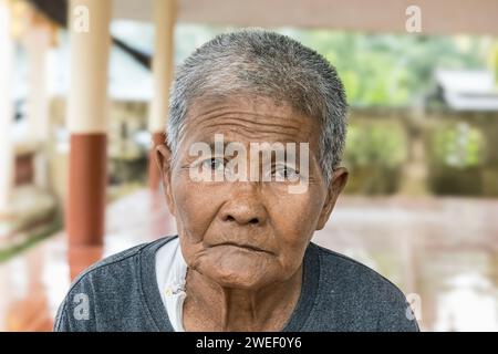 An Old Thai Woman with a wrinkled face from Doi Angkhan, Northern ...