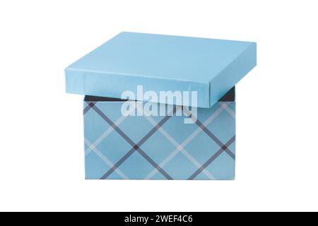 Blue gift box with lid ajar isolated on white background Stock Photo ...