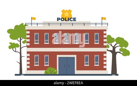 Police Station Department Building, front view. Vector Illustration ...