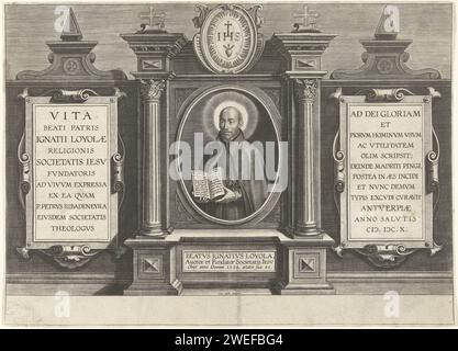 Portrait of Ignatius van Loyola, founder of the Order of Jesuits, Hieronymus Wierix, 1563 ...