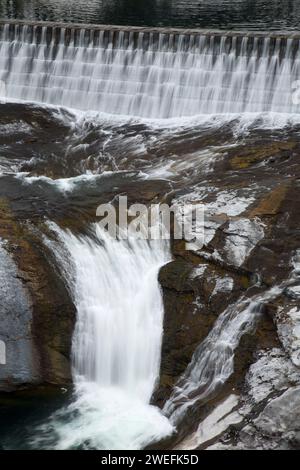 Lower Spokane Falls with Monroe Street Dam, Riverfront Park, Spokane ...