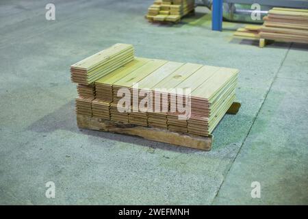 wood processing factory products stored in large warehouse Stock Photo ...