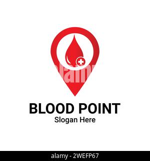 Blood Location Logo With Point Sign Template Illustration. Blood ...