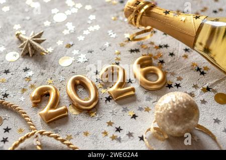 Golden color palette photo with new year 2025 numerals surrounded by ...