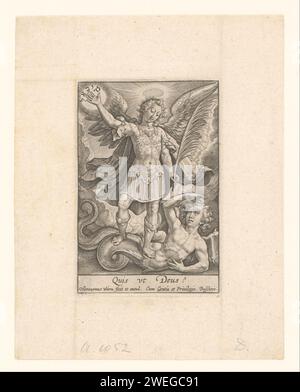 Michaël subjects the devil, Hieronymus Wierix, 1563 - Before 1619 print ...