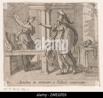 Minerva turns Arachne into a spin, Antonio Tempesta, 1606 print Minerva ...