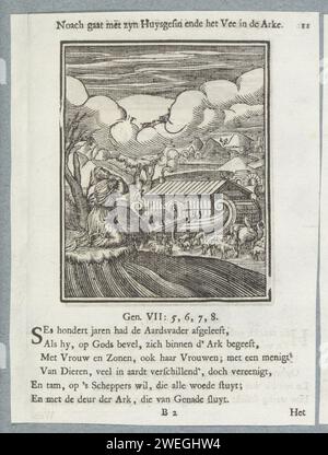 Noah, his family and the animals enter the Ark, 1740 print Noah and his ...