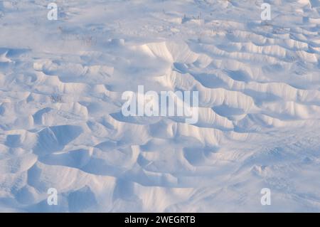 Small drifts of snow made hard by blizzard winds, 1002 coastal plain of ...