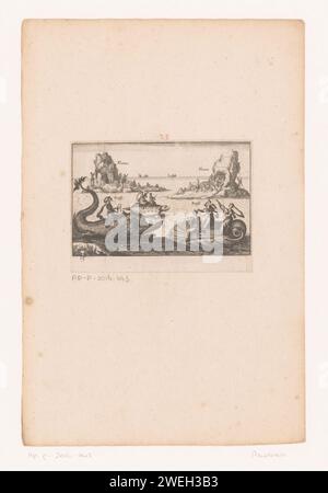 Goddesses on turtle, dolphin and shell; Argonaut ships for the fight at ...