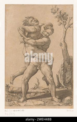 Hercules en Antaeus, Giovanni Battista Sculptors, After Giulio Romano ...